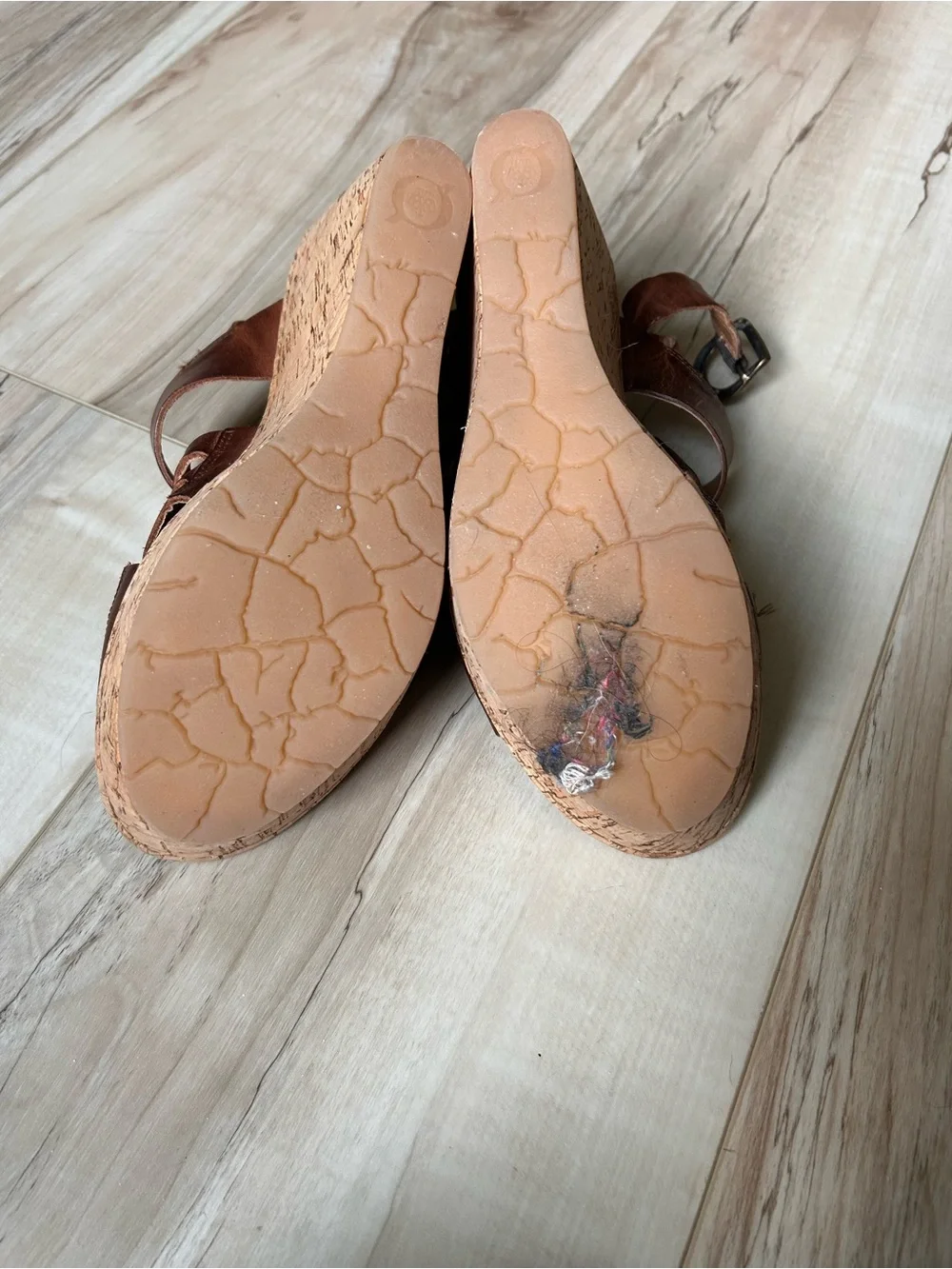 Born | Shoes | Born Brown Leather Wedge Sandals With Cork Platform ...